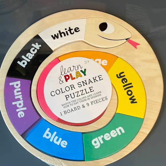 Toys | Wooden Puzzle Snake Color Wheel Toy Teaches Colors And Words ...